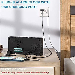 Extra Loud Dual Alarm Clock with Vibration for Bedroom,Extreme Bed Shaker Alarm Clock for Deep Sleeper Hard of Hearing Deaf,7" Clear LED Display,USB Port,Battery Backup,Easy to Set for Senior,Kids,DST
