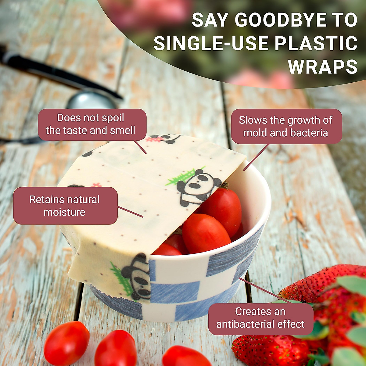 EZGOODZ Reusable Beeswax Food Wraps S, M, L. Pack of 3 Organic Reusable Beeswax Wrap with Animal Print. Washable Bee Wax Paper Food Wrap for Sandwiches, Bowls. Sturdy Beeswax Wraps for Food Reusable