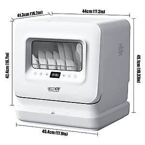 Think Gizmos Counter Top Dishwasher with Water Tank 7.5L - No Hookup Required. Compact Dishwasher with 5 Programmes, Drying Cycle, Touch Controls