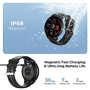 TIFOZEN Smart Watch for Men Women(Answer/Make Calls), 1.39" HD Fitness Tracker Watch with 30 Sport Modes, Heart Rate/SpO2/Sleep Monitor, IP68 Waterproof Activity Tracker for iPhone & Android, Black