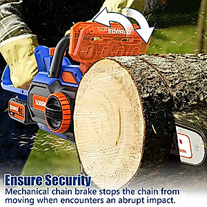 SORAKO 20V 10-Inch Cordless Chainsaw, Electric Chainsaw, Auto-Tension & Lubrication, Battery Powered Chain Saw for Trees Trimming& Wood Cutting, 4.0Ah Battery and Charger Included
