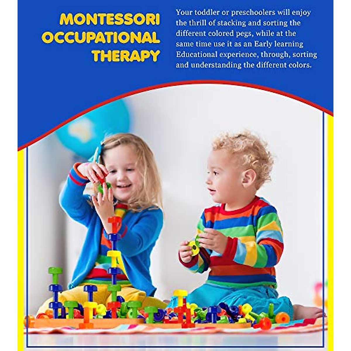 Gleeporte Stacking Peg Board Set Toy - STEM Learning Fun