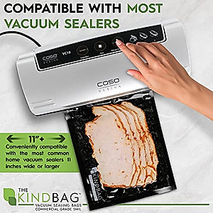 The Kind Bag Vacuum Seal Bags for Food; Food Grade, BPA Free & Freezer Safe; Airtight, Odor Free and Moisture Free; Commercial Grade 5mil Clear & Black; 11.5x24 inch Pre Cut Bags with Zipper (50 ct)