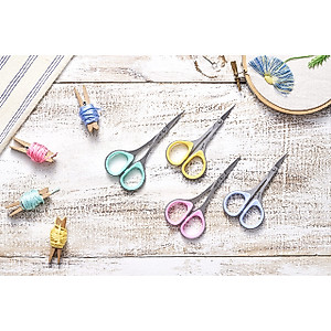 Beaditive Sewing and Embroidery Scissors Set (2 Pc.) Curved and Straight, Sharp, Stainless-Steel Design | Precision Tips, Ergonomic Rubber Handle Grip | Small, Compact DIY Use (Extra Sharp)