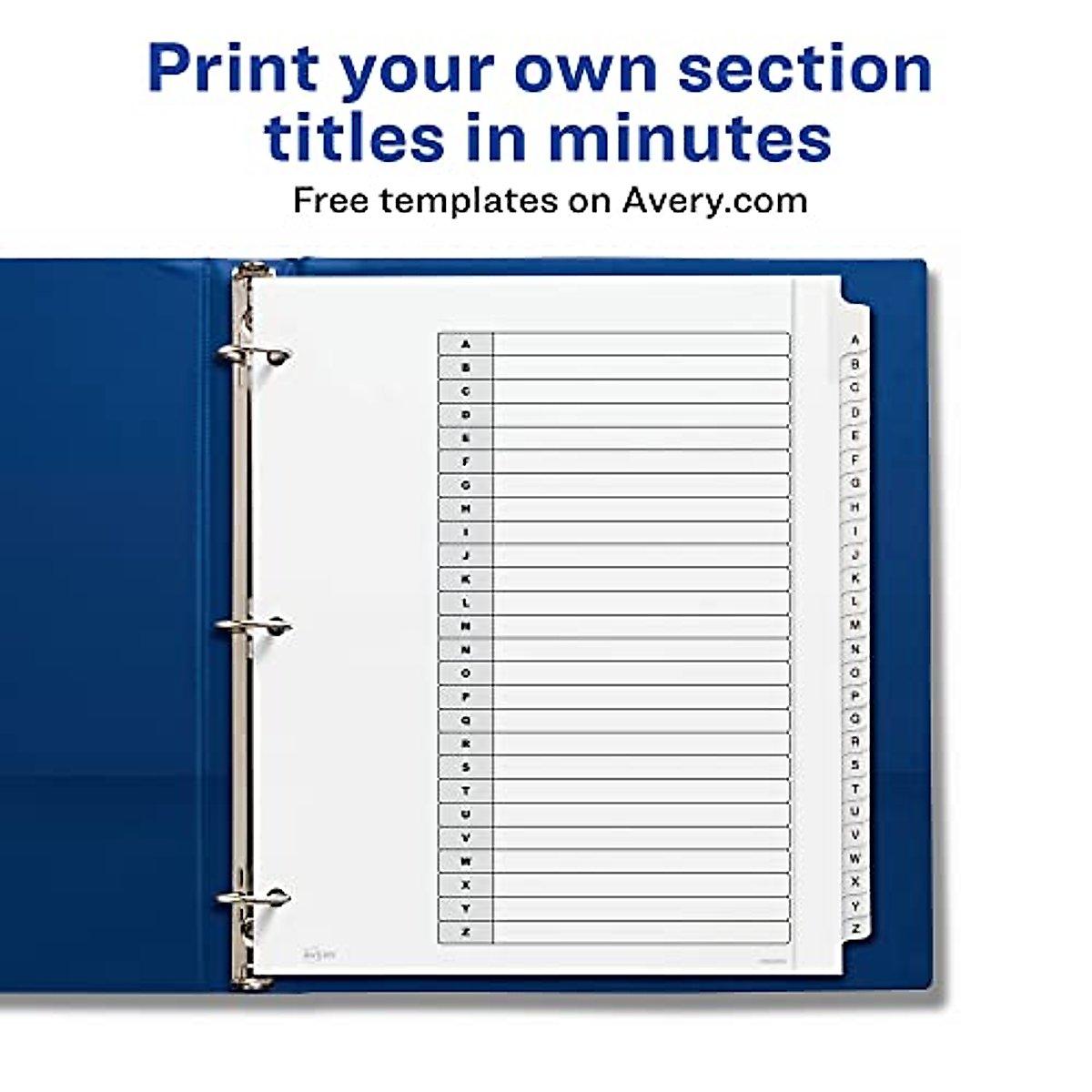 Avery Extra-Wide 26 Tab Dividers for 3 Ring Binders, Customizable Table of Contents, Multicolor Tabs, 1 Set (11166)
