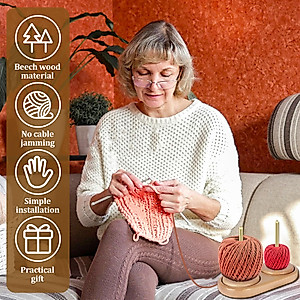 Yarn Holder for Crocheting Wooden Knitting Yarn Rack Stand with Double Twirling Mechanism Yarn Spinner Holder for Crochet Delightful Surprise Giving for Knitting Lovers