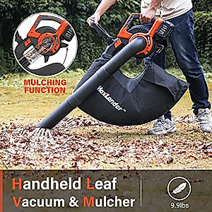 MAXLANDER 3 in 1 Cordless Leaf Blower & Vacuum with Bag, Brushless Battery Powered Leaf Vacuum Mulcher 40V 170MPH 330CFM 5 Speeds Leaf Blowers for Lawn Care 2 Pcs 4.0Ah Battery & Charger Included