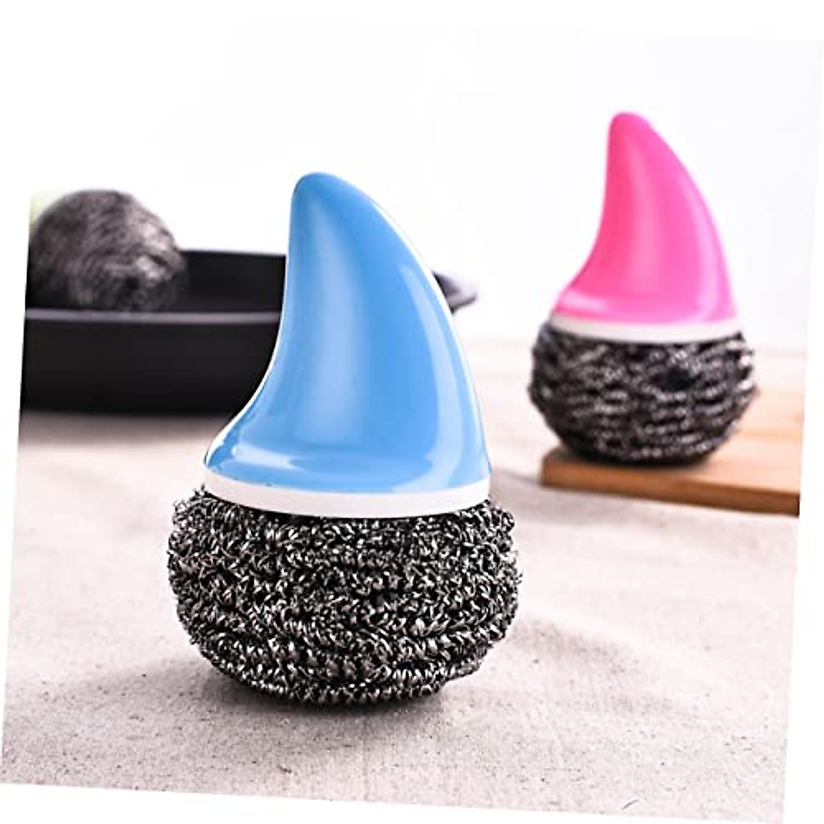 JEWEDECO Kitchen Dish Household Scrubber Flexible Scrub Brush Dish Cleaning Scrubber Steel Wool Scrubbers Heavy Duty Scouring Pads Laundry Brush Stainless Steel Scrubber Sink Sponge