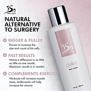 IsoSensuals CURVE Butt Enhancement Cream - for Women and Men, Natural Growth and Plumping Enhancer, Faster, Thicker, Bigger Results, 2 Month Supply