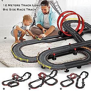 Slot Car Race Track Set Electric Powered Super Loop Speedway with Four Cars for Kids with Sounds and Light Dual Racing Adult-Slot Car Set