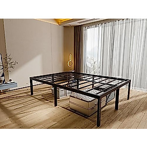 Joceret California King Bed Frames,14 Inch Tall,Heavy Duty,3500 lbs Steel Slat Support Metal Platform,No Box Spring Needed,Easy Assembly,No Noise,Cal King Bed Frame,Black