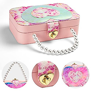KAMIER Kids Jewelry Box for Girls,Pink Heart
