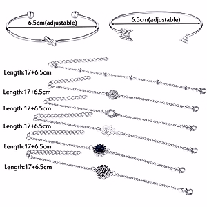 Hicarer 16 Piece Layered Bracelet Set Vintage Flower Hand Chain Beaded Bracelet Adjustable Charm Pendent Stack Bracelet