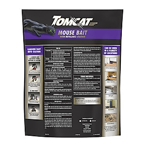 Tomcat Advanced Brand Mouse Bait with Refillable Station, Indoor and Outdoor Use, 1 Station and 12 Poison Block Refills