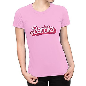Barbie T-Shirt Women | Womens Summer Tops | Pink Graphic Tees for Women | Pink L