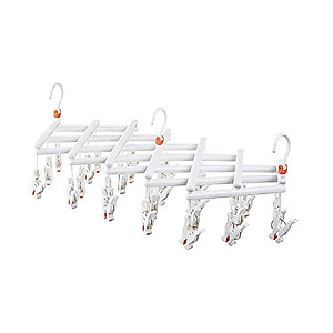 SHZMJL Foldable Clothes Drying Hanger with 29 Clips-Drip Hanger-Sock，Laundry Drying Rack Hanger for Socks Bras，The Clips Release Quickly,Large Clamp of Imitation Turbine (White)