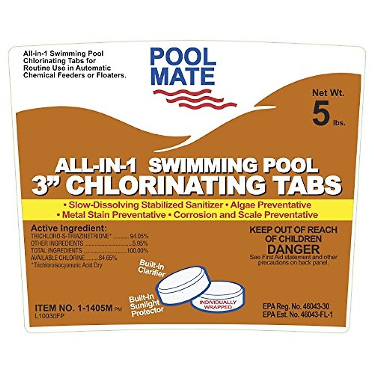 Pool Mate 1-1405M All-in-1 Swimming Pool Chlorine, 5-Pounds