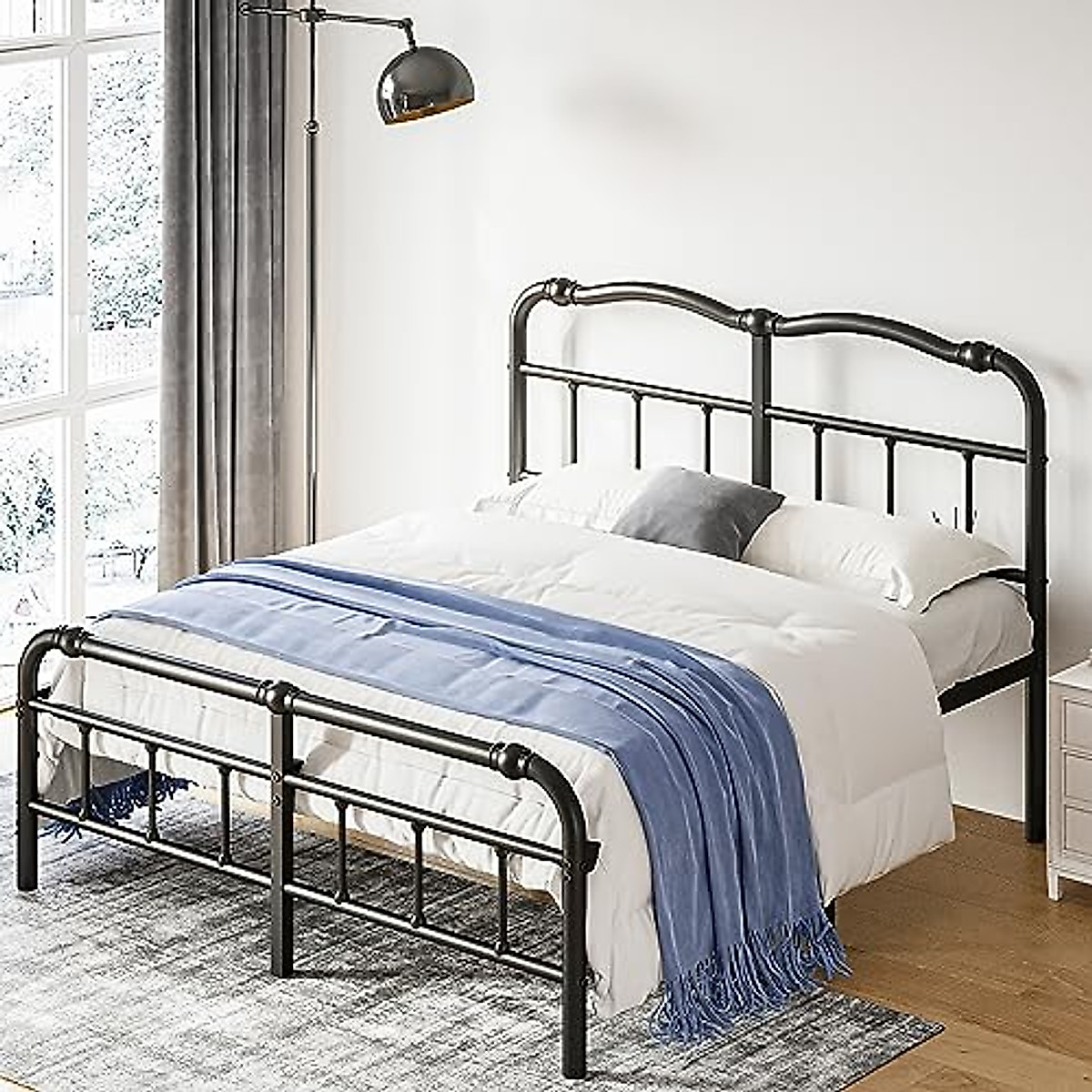 EZBeds Queen Bed Frame with Headboard and Footboard, 14 Inch High, Heavy Duty Bed Frame No Box Spring Needed, Easy Assembly, Noise-Free, Under Bed Storage, Black