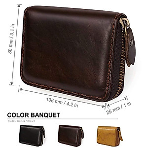 GADIEMKENSD Credit Card Holder RFID Blocking Leather Wallet Cute for Women and Man Coin Purse Protector Small Cards Case With Ladies Zipper Security Wallets Coffee