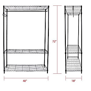 Apollo Hardware Black 3-Shelf Garment Rack 18"x48"x72"