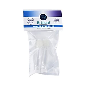 Brilliant Lumi Travel Sonic Toothbrush Replacement Heads - Round Brush Head with Micro Bristles, 2 Heads