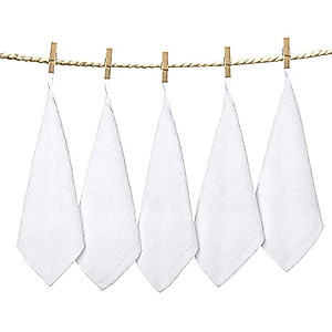Yoofoss Luxury Bamboo Washcloths Towel Set 10 Pack Baby Wash Cloth for Bathroom-Hotel-Spa-Kitchen Multi-Purpose Fingertip Towels and Face Cloths 10'' x 10'' - White
