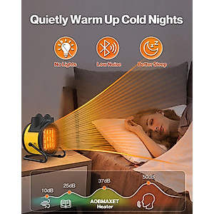 Outdoor Patio Heater - 1500W PTC Electric Garage Heater with Thermostat, 2S Fast Heating Ceramic Heater, 3 Modes Portable Small Fan Heaters for Patio, Garage, Greenhouse and Indoor Use