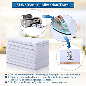 Breling Sublimation White Towels Waffle Weave Kitchen Towels 24 x 16 Inch Dish Towels Microfiber Dish Drying Towel Absorbent Tea Towels (6 Pieces)