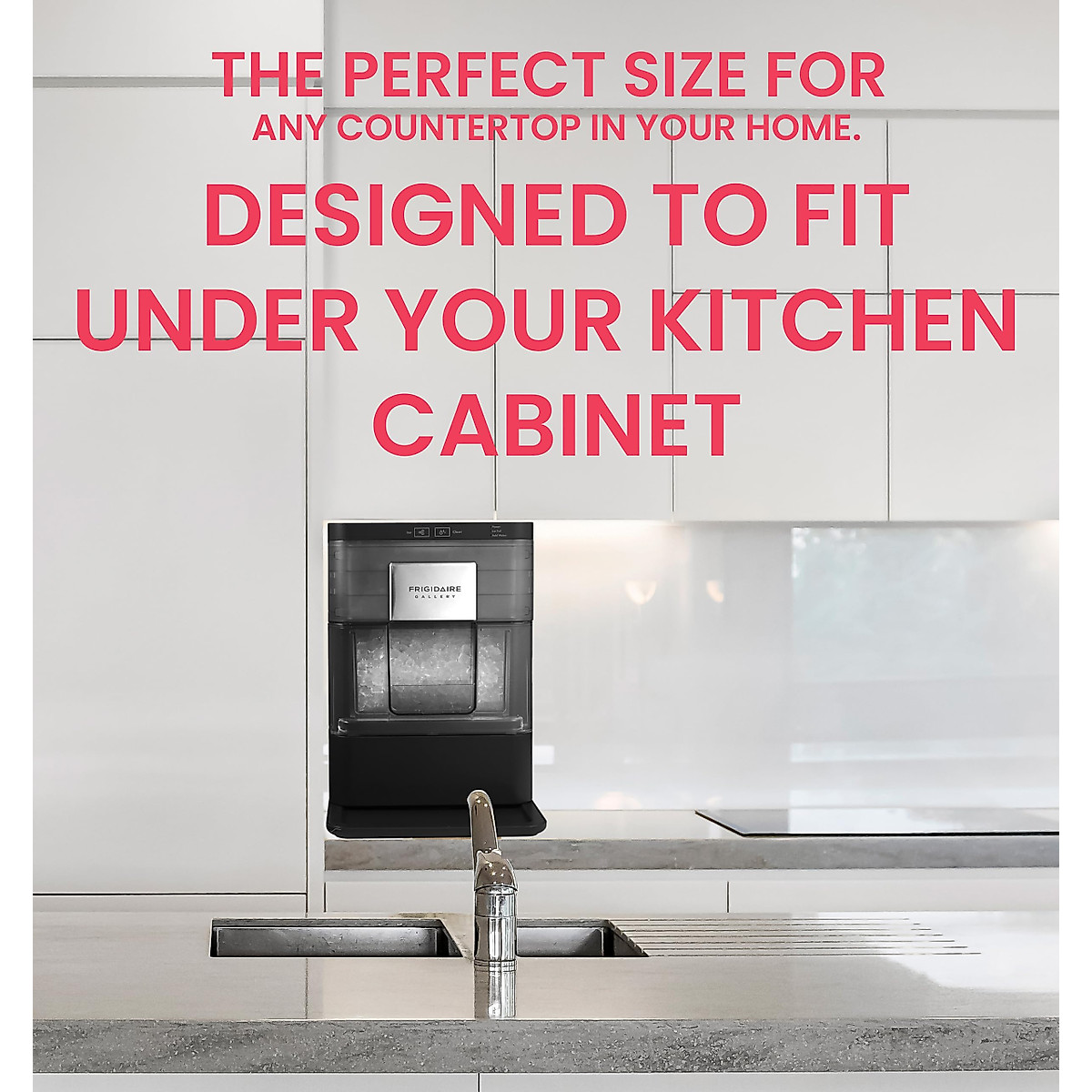 FRIGIDAIRE Gallery Countertop Crunchy Chewable Nugget Ice Maker, 44lbs per Day, Auto Self Cleaning, 2.0 Gen, Black