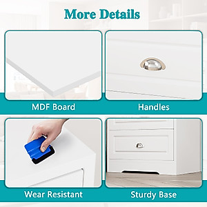 Meilocar Dresser with 4 Drawers, Wood Dresser White Vertical Dresser Chest of Drawers, Closet Organizer Unit for Living Room, Black Dresser for Bedroom, Hallway (White)