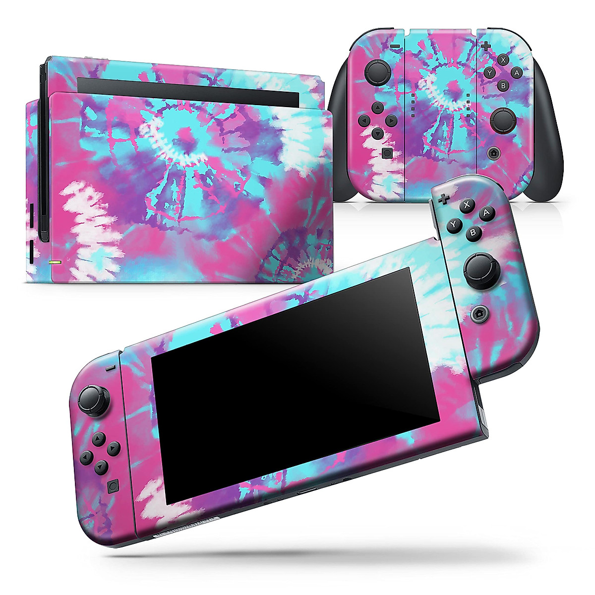 Design Skinz - Compatible with Nintendo Switch Console Bundle - Skin Decal Protective Scratch-Resistant Removable Vinyl Wrap Cover - Spiral Tie Dye V5