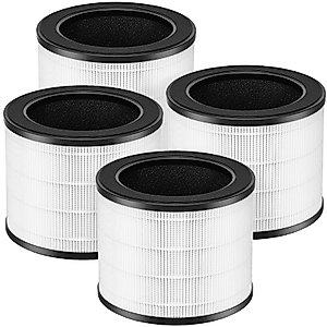 4 Pack MSB5 Filter Replacement Compatible with Membrane Solutions MSB5 Air Puri-fier, 3-in-1 H13 True Hepa Air Filter Replacement with High-Efficiency Filtration for Smoke Pollen Dander Hair Smell
