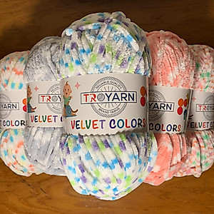 Troyarn Velvet Colors Chenille Baby Blanket Yarn Amigurumi Yarn for Crocheting and Knitting Super Bulky 100 gr (131 yds) (10222)