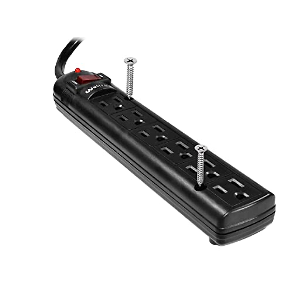 Weltron - 6 Outlet Surge Protector Power Strip 10 ft. Black (WSP-600PLF-10BK)