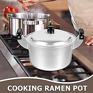 Kichvoe Stock Pot with Lid Pots Stock Pot Cooking Pan 16cm Hot Aluminum Pot Saucepan Small Pasta Pot Camping Cookware for Stovetop Stainless Steel Pot Korean Noodle Pot