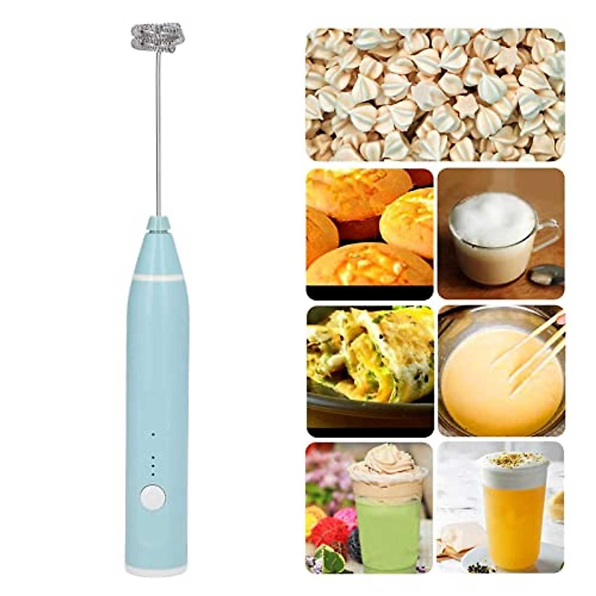 Handheld Foam Maker Powerful Milk Frother Automatic Cream Blender with 2 Eggbeater Heads Cordless Electric Milk Frothers for Coffee Cappuccino Latte Matcha Hot Chocolate (3#)