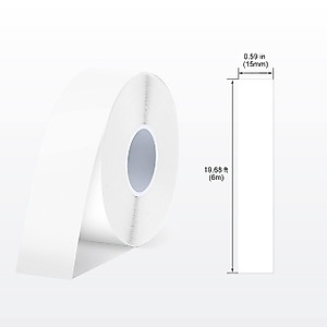 Label Maker Tape SUPVAN E10 Adapted Label Print Paper Refill Size Continous 0.59inx19.68ft Thermal Laminated Waterproof Self-Adhesive Multipurpose Labeling Tape Replacement