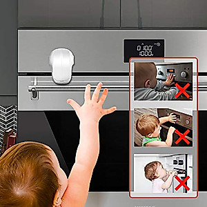 EUDEMON Child Safety Heat-Resistant Oven Door Lock, Oven Front Lock for Kids Easy to Install, Use 3M Adhesive,No Screws or Drill (White)