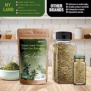 My Land Organic Greek Oregano, Hand Picked From Mount Olympus, Traditionally Dried And Cut, Packaged In A Resealable Bag With A Fresh Aroma And Taste (50g - 1.76oz)