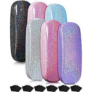 Weewooday 6 Pieces Hard Shell Eyeglasses Cases Glitter Glasses Case Unisex Glasses Case with Cleaning Cloth Sunglasses Case for Women Men