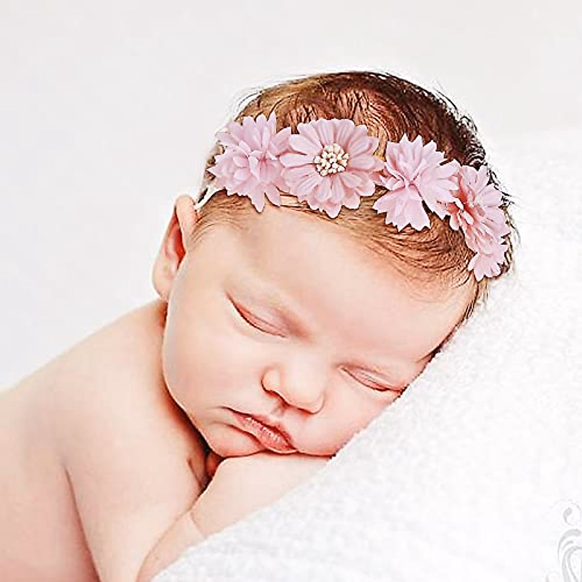 BFNAAgirl Flower Headband for Baby Girl Elastic Baby Floral Headbands Crown Hairbands Hair Accessories for Newborn Infant Toddlers Kids 3pcs/set