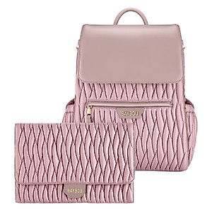 Baybou Diaper Bag Backpack Large Capacity, Waterproof, and Multifunctional Baby Essentials Travel Bag with Changing Pad and Stroller Straps, Blush Pink