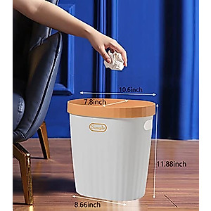 Plastic Small Trash Can, 3.1 Gallon Office Trash Can, White Trash Bin with Built-in Handle, Slim Waste Basket for Bathroom, Bedroom, Home Office, Living Room, Kitchen (12L White)