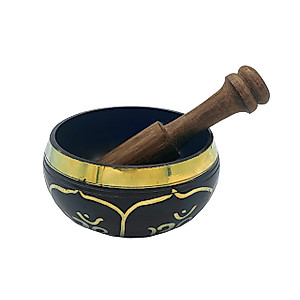 Mandala Crafts Tibetan Singing Bowl Set – Nepal Sound Bowl for Healing – Meditation Bowl Tibetan Sing Bowl for Mindfulness Yoga Meditation Decor (4 Inches, Silver)