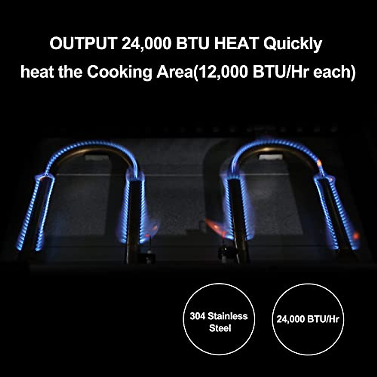 QuliMetal 5 Feet Propane Adapter Hose and Portable Table Top Griddle, 22 Inch 2-Burner Propane Gas Flat Top Grill with Hood, 24,000 BTUs Camping Grill with Carry Bag