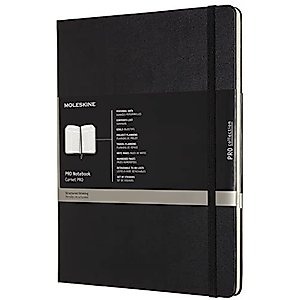 Moleskine PRO Notebook, Hard Cover, XL (7.5" x 9.5") Professional Project Planning, Black, 192 Pages