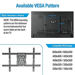 EVERVIEW Full Motion TV Wall Mount Bracket fits for Most 37-75 inch LED,LCD,OLED Flat Curved TVs,Dual Articulating Arms Swivels Tilts Rotation, VESA 600X400mm,132lbs,Fits 12/16" Wood Stud
