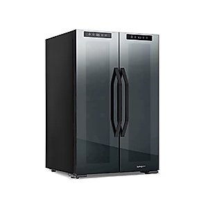 Luma Comfort Shadow Series Wine Cooler Refrigerator 12 Bottle & 39 Can Dual Temperature Zones, Freestanding Mirrored Wine and Beverage Fridge with Double-Layer Tempered Glass Door & Compressor Cooling
