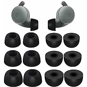 Memory Foam Tips Compatible with Google Pixel Buds A-Series Ear Tips, 6 Pairs No Silicone Noise Reduce Comfortable Fit in Case Eartips Compatible with Google Pixel Buds A Series - S/M/L Black