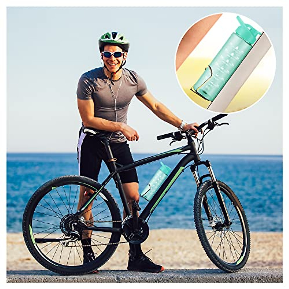 Rtteri 16 Pcs 24 oz Water Bottles Leakproof Water Bottle Clear Water Bottles for Summer Women Men Sports Travel Outdoor Gym Gift(Elegant Color)